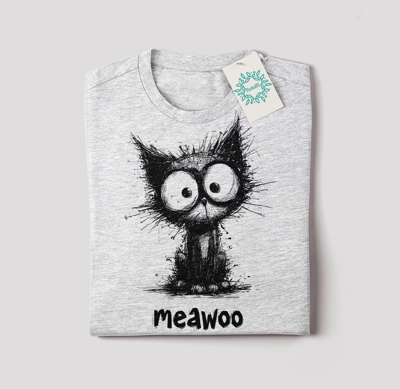 Funny Cat "meawoo" PNG - Sketch Style T-shirt Design (digital Download ...