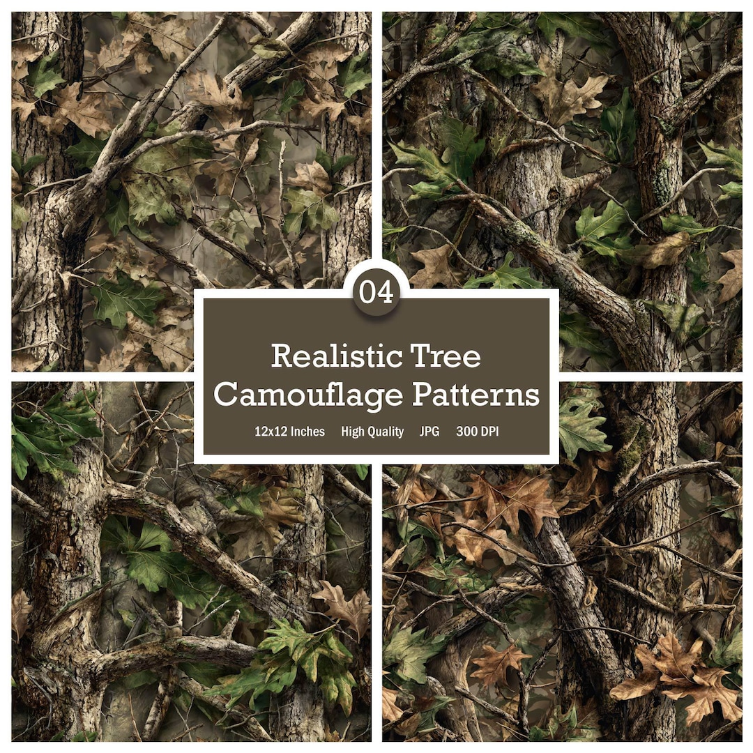 Realistic Tree Camouflage Pattern Designed for Hunting – 4 Seamless ...