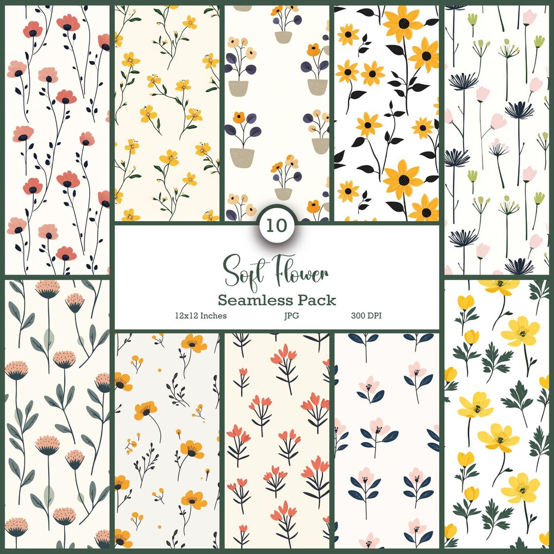 Soft Flower Seamless Pattern | Windflower Kangaroo Paw Digital Paper ...