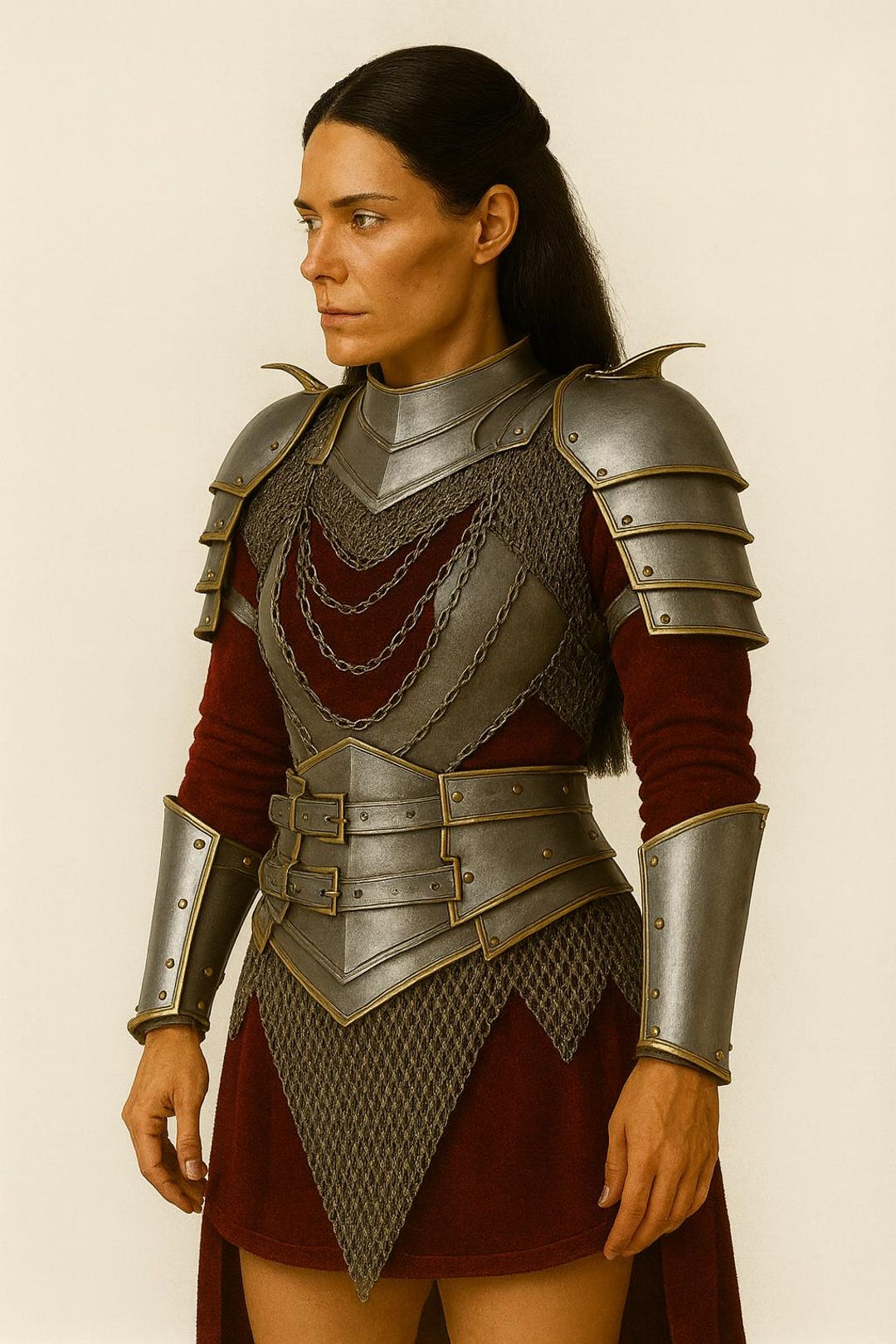 Medieval Lady Knight Armor Set – Silver Steel With Golden Edges - Etsy ...