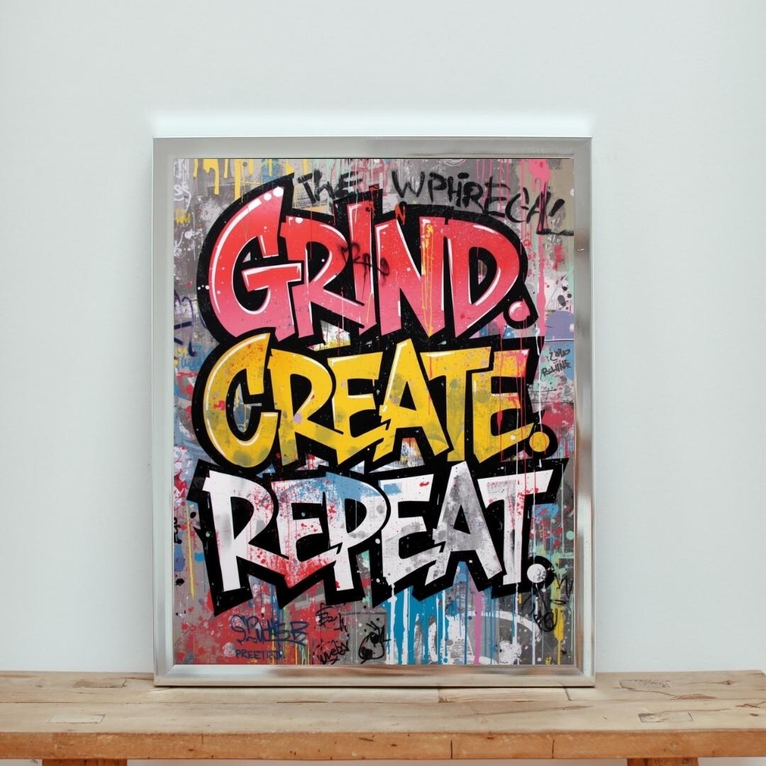 Grind Create Repeat Graffiti Art: Motivational Entrepreneur Print ...