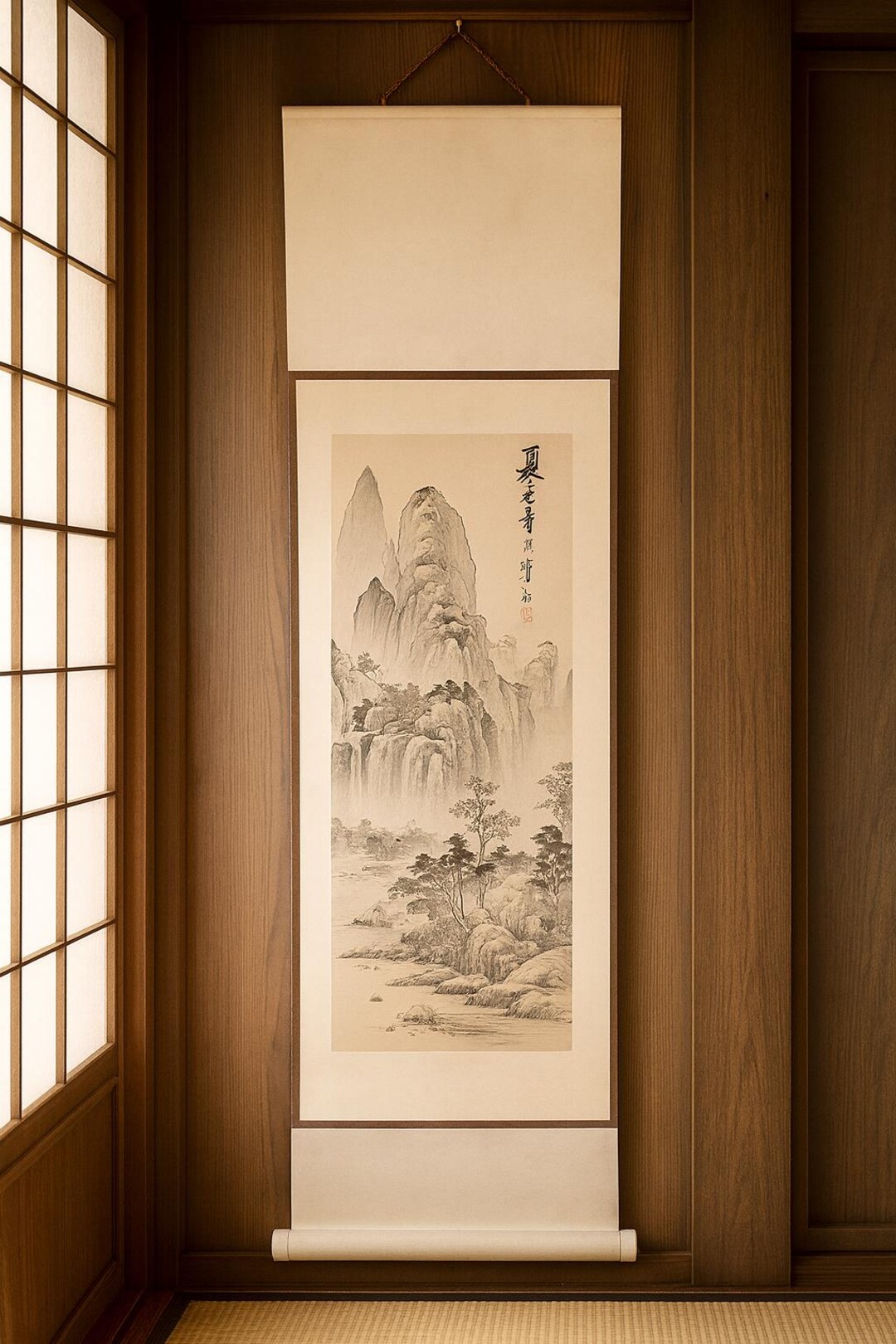 Antique Japanese Hanging Scroll – Summer Landscape (sansui), Dated July ...