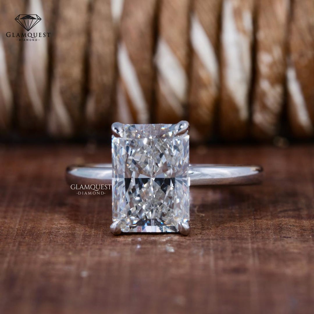 3CT Radiant Cut IGI Certified Lab Created Diamond Solitaire Ring Custom ...