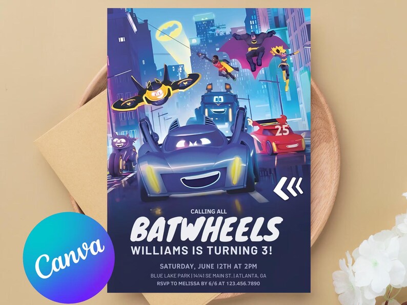 Editable Bat Superhero Invitation Template, Editable Bat Birthday ...