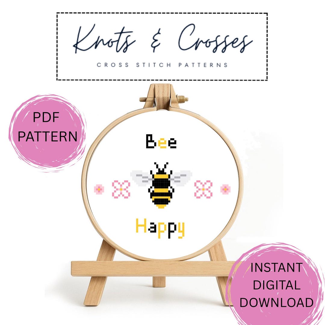 Bee Happy Cross Stitch Pattern - Etsy