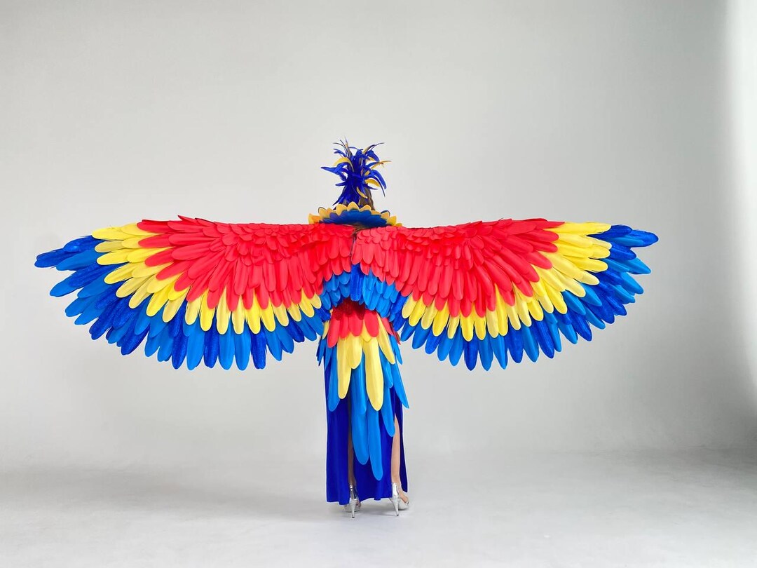 Red Movable Wings Adult Bird Cosplay Wings Halloween Photo Props Parrot ...