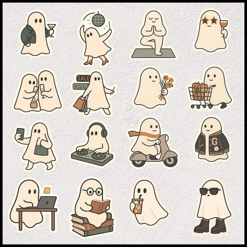 Cute Ghost Sticker Sheet Halloween Cute Ghost Stickers Cute Stickers ...