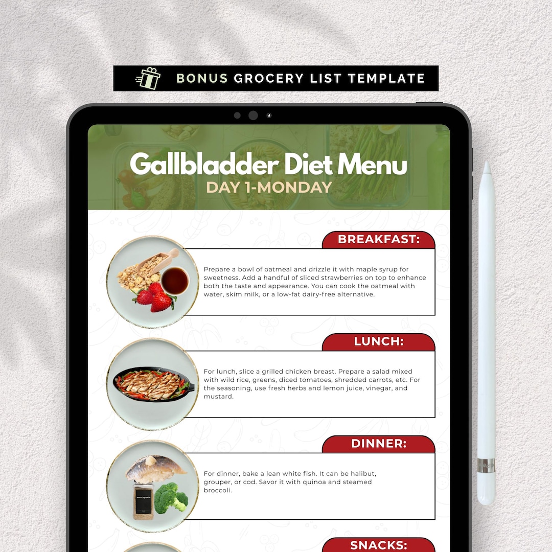 7-day Gallbladder Diet Menu: Gallbladder-friendly Meal Plan (printable ...