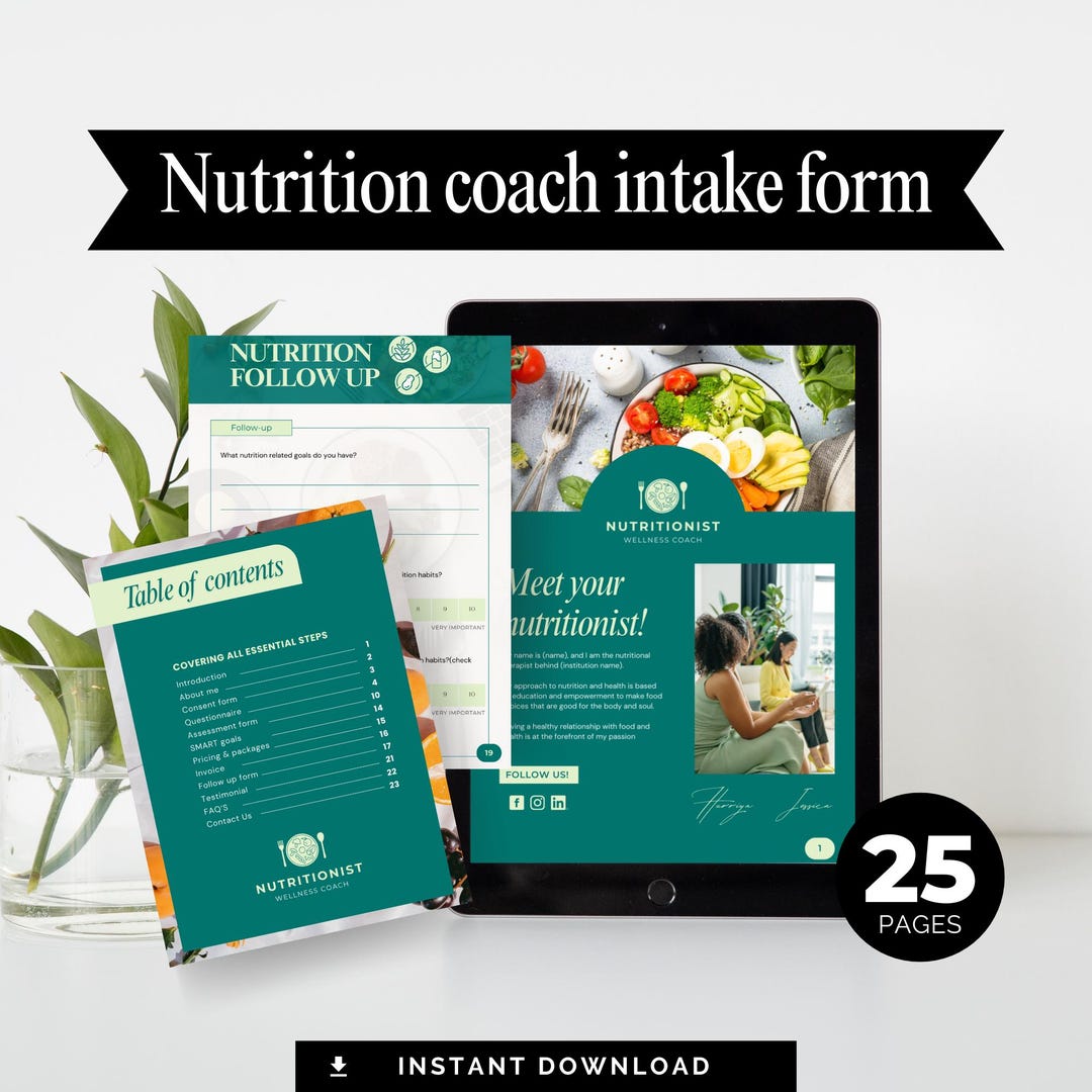 Nutritionist Client Intake Form Template: Editable Welcome Packet ...