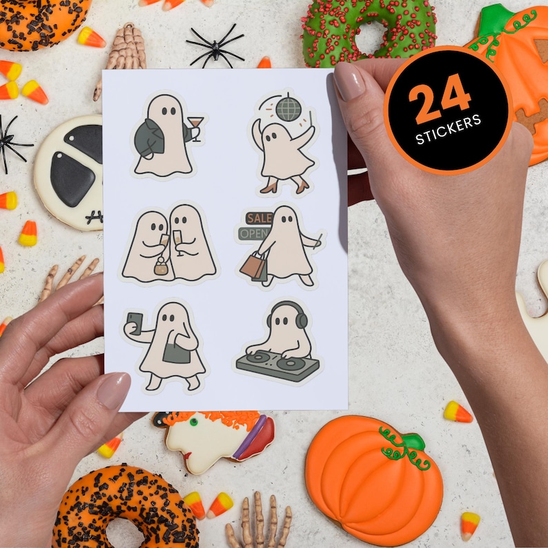 Cute Ghost Sticker Sheet Halloween Cute Ghost Stickers Cute Stickers ...
