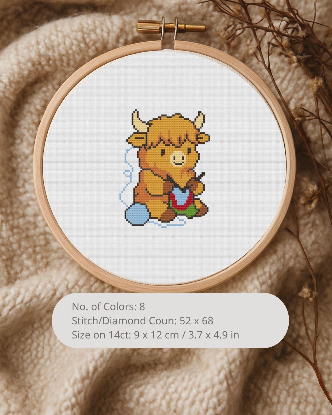 Highland Cow Cross Stitch Pattern Bundle - 3 Small PDF Charts ...