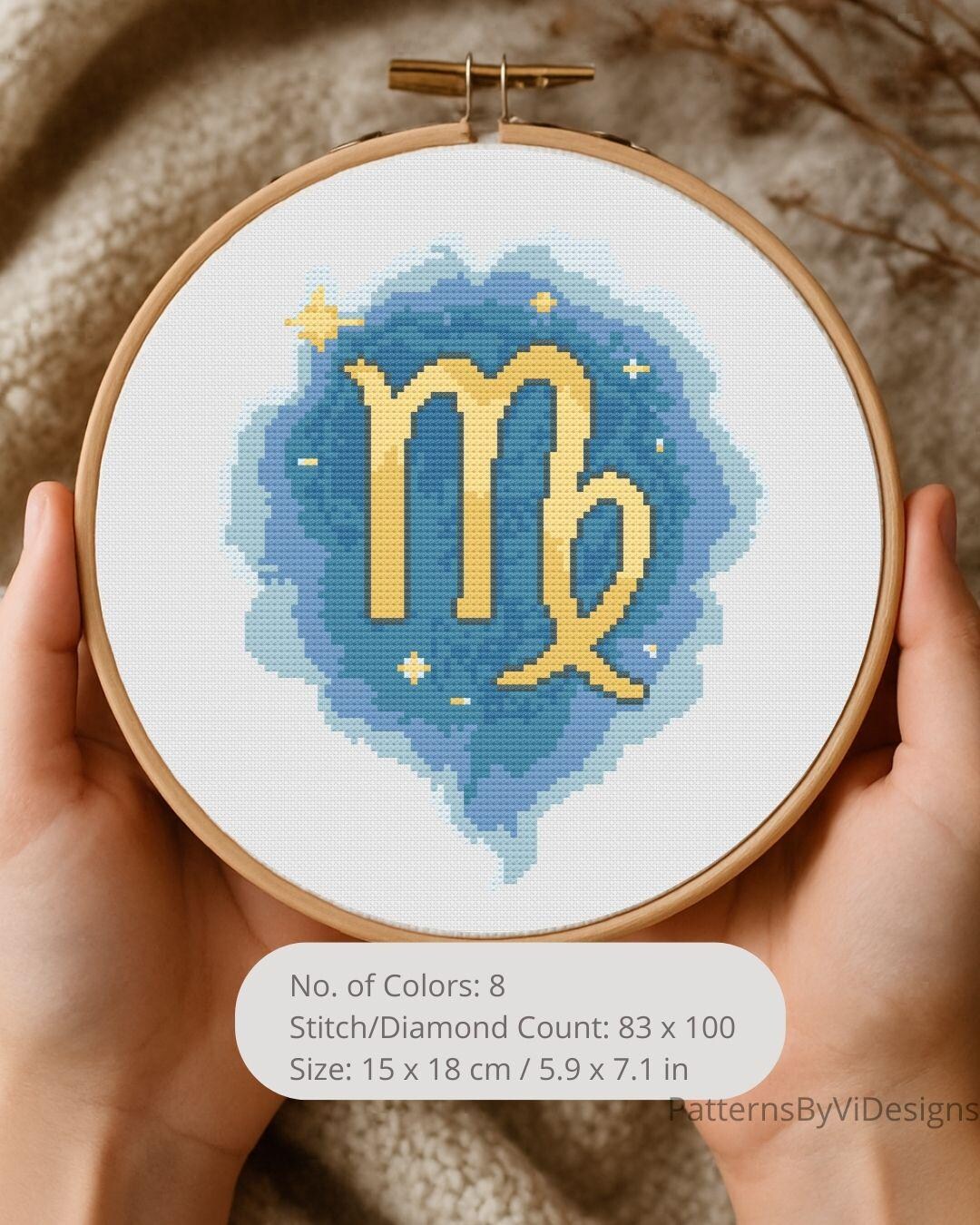 Mini Virgo Zodiac Sign Cross Stitch Pattern - Beginner Astrology Cross ...