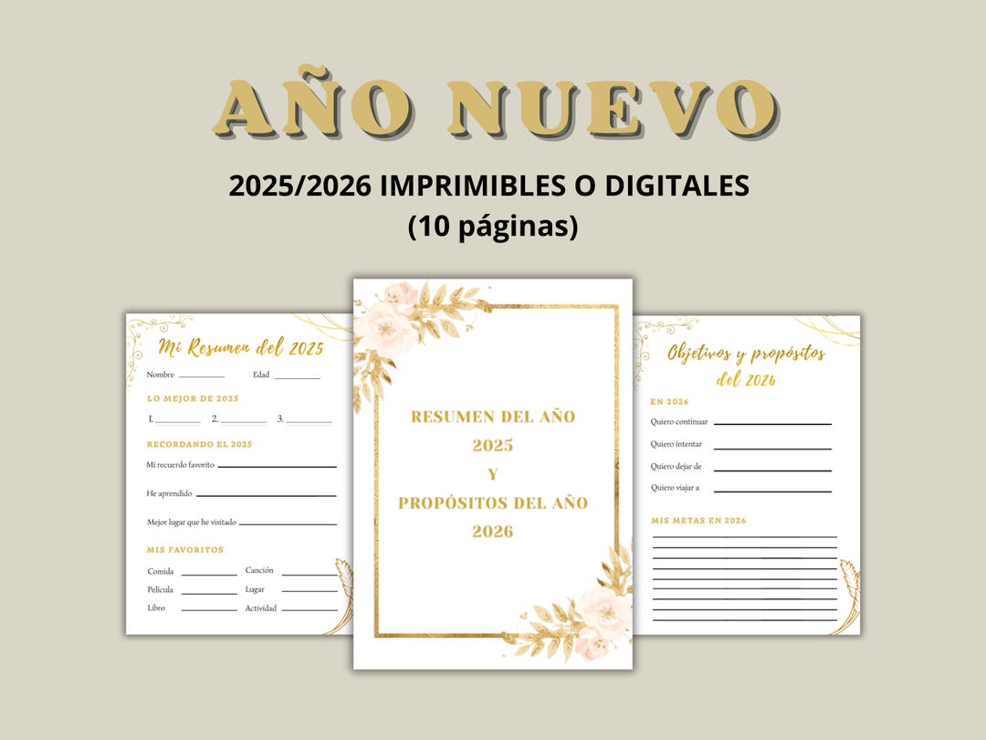 Resumen del Año 2025 y Propósitos 2026 en Español | Planner Año Nuevo ...