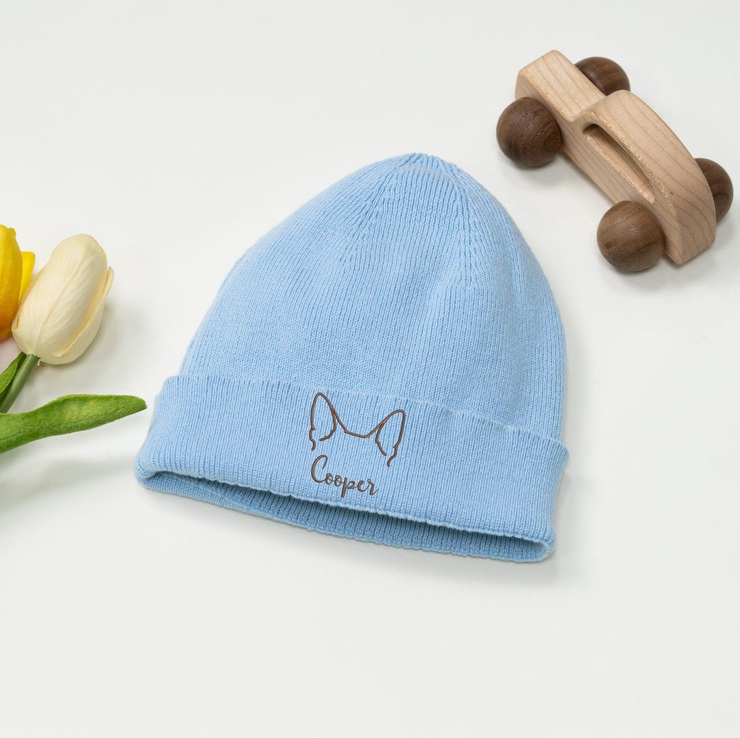 Custom Embroidered German Shepherd Beanie With Dog Ears, Personalized ...