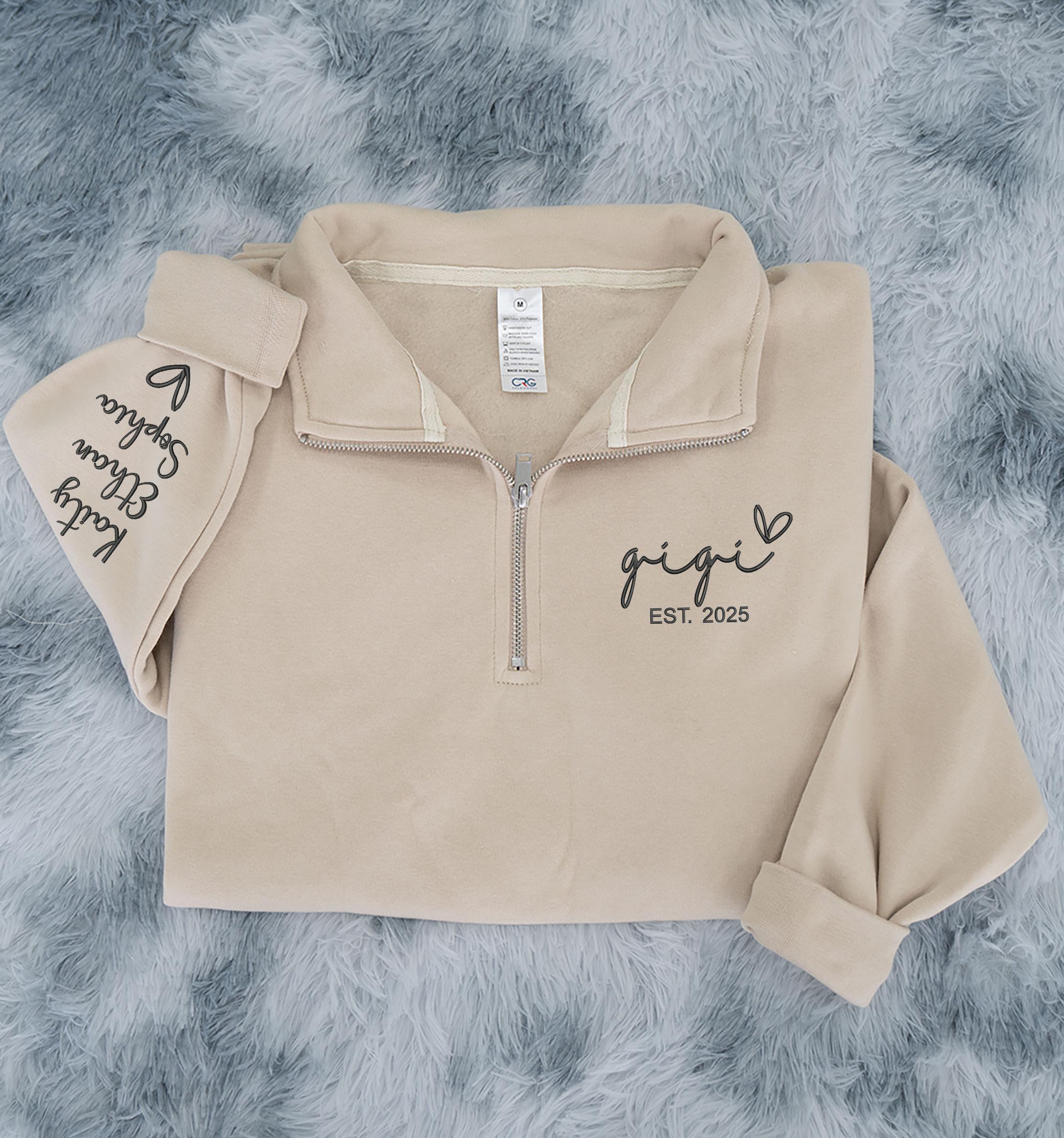Personalized Gigi Quarter Zip Sweatshirt, Custom Embroidered Name ...