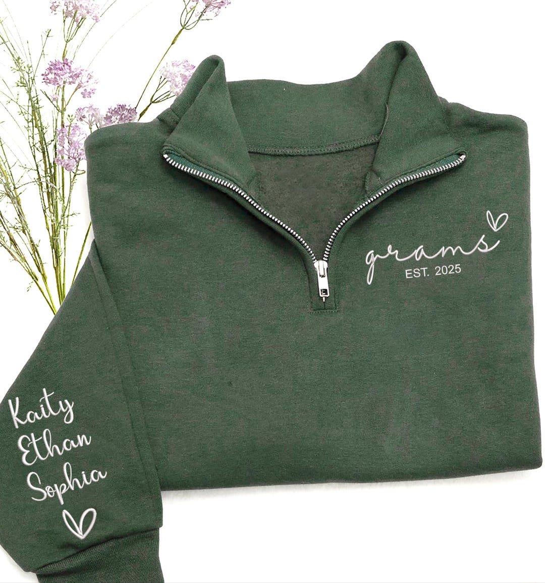 Personalized Grams Quarter Zip Sweatshirt, Custom Embroidered Name ...