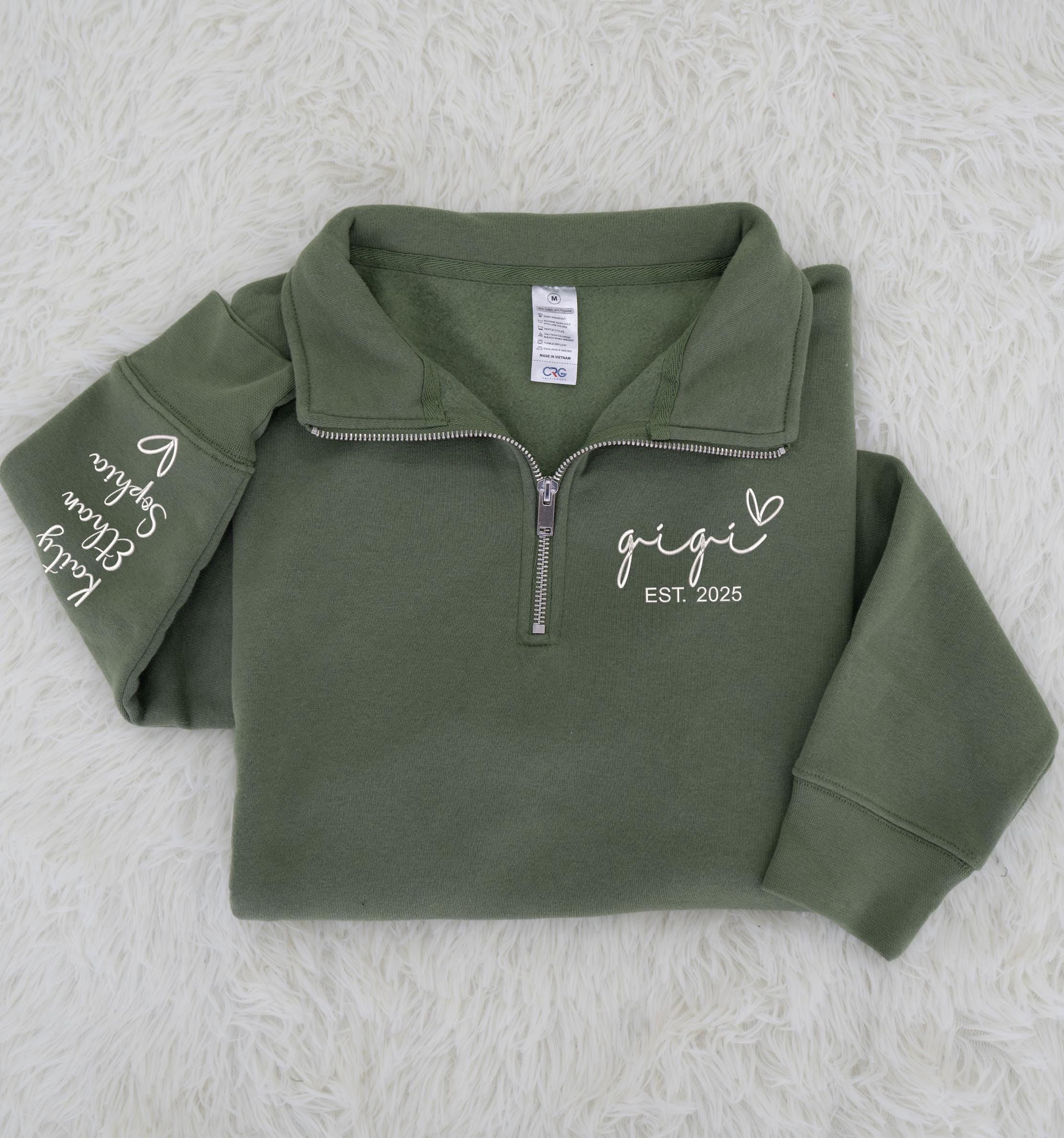 Personalized Gigi Quarter Zip Sweatshirt, Custom Embroidered Name ...