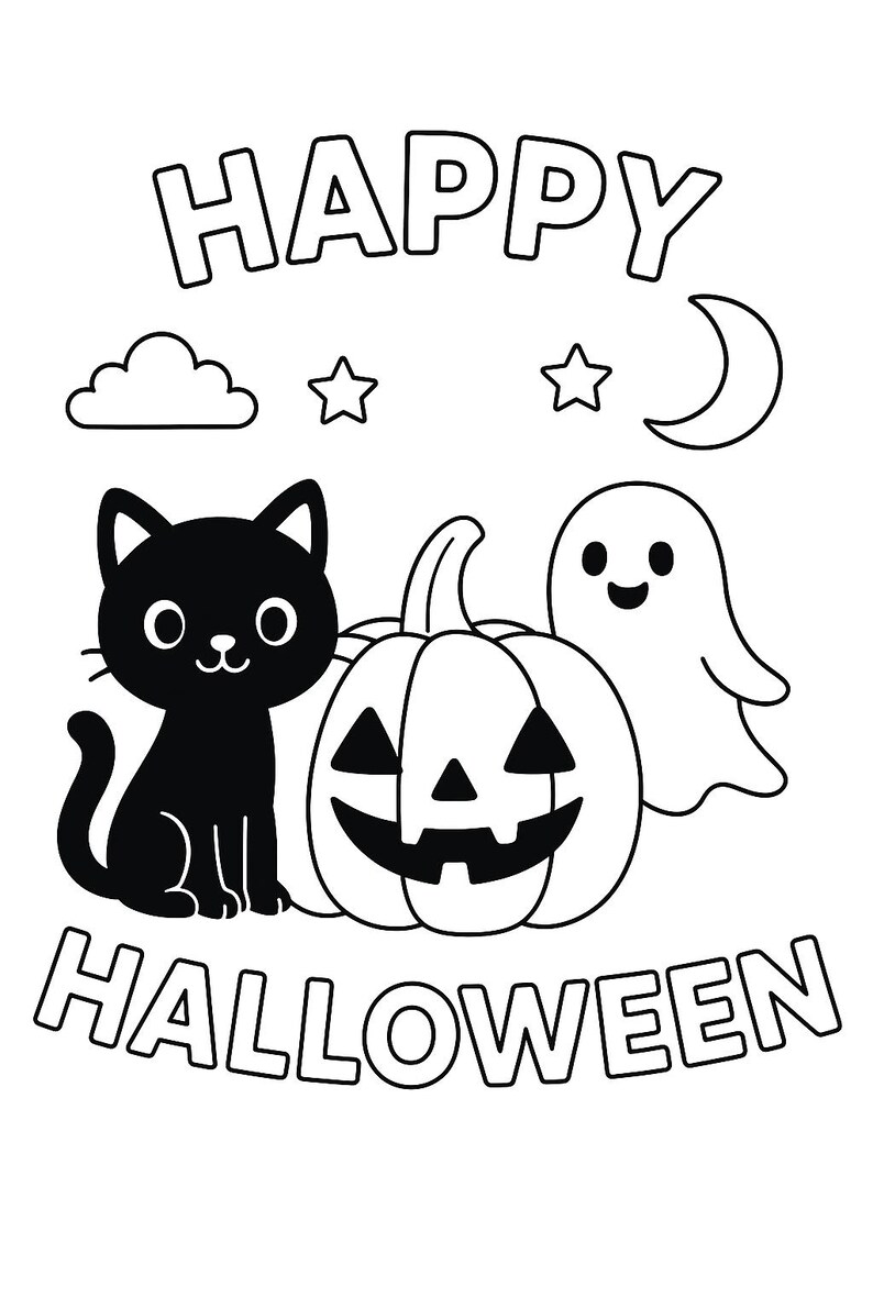 Spooky Halloween Coloring Pages for Kids (PDF) - Etsy Canada
