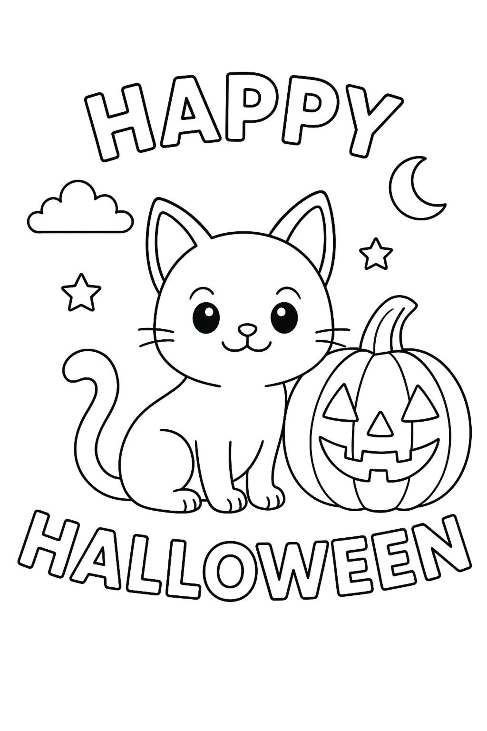 Spooky Halloween Coloring Pages for Kids (PDF) - Etsy