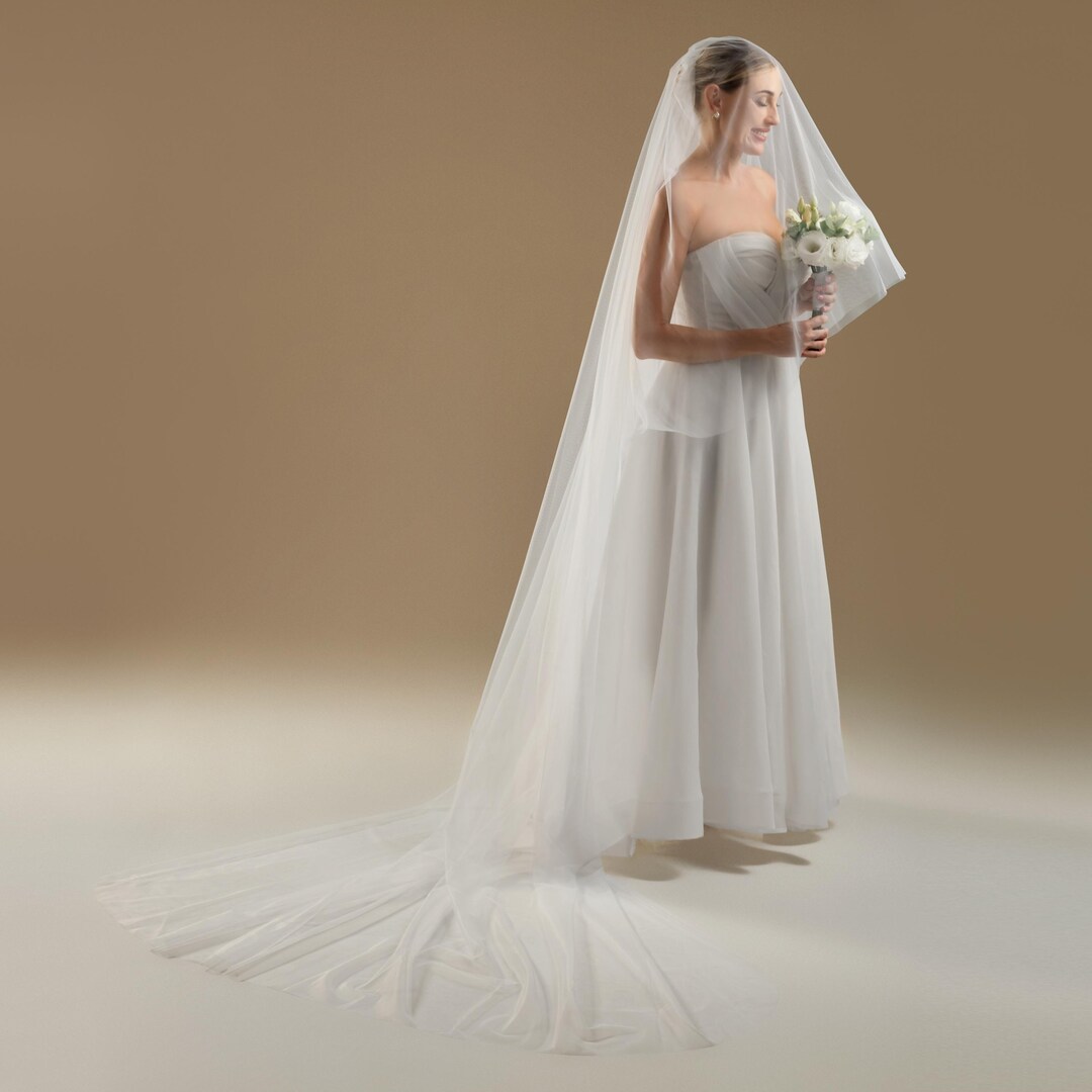 Drop Bridal Veil - Sheer Lightweight Barely - There Wedding Veil With ...