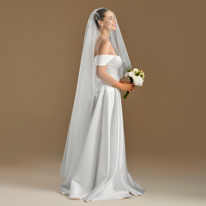 Sparkle Halo Two-Tier Wedding Veil, Airy Soft Tulle Bridal Veil with ...