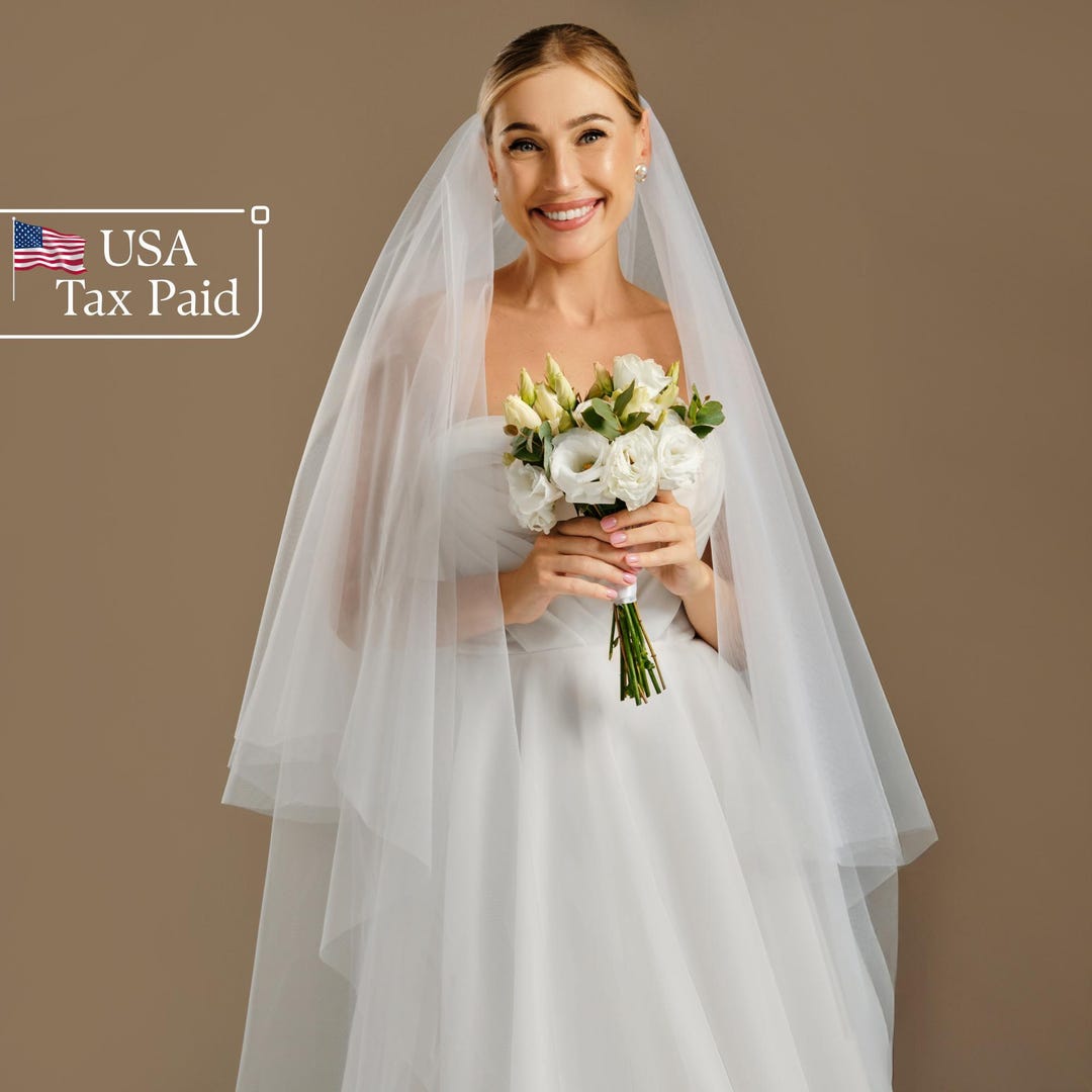 Soft Airy Bridal Veil in Ivory, White or Off-white - Flowing Two Layer ...