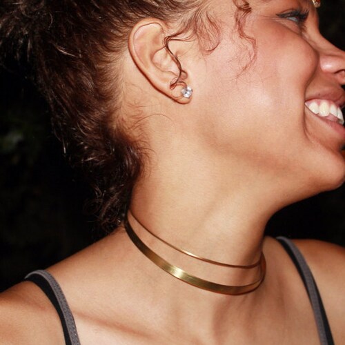 90's Style Thin Silver Choker - Etsy