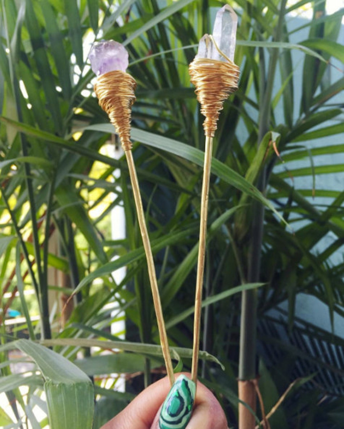 Crystal Magic Wand Hair Stick Clear Quartz Amethyst - Etsy