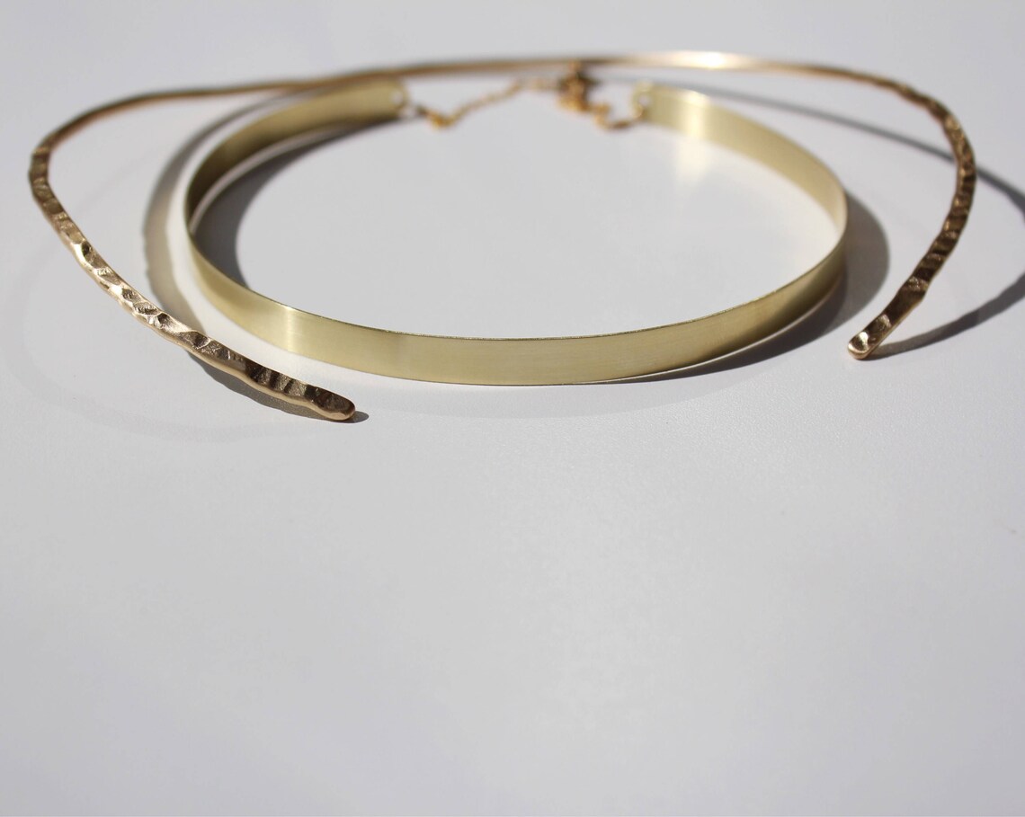 Hammered Gold Choker SET 2 chokers | Etsy