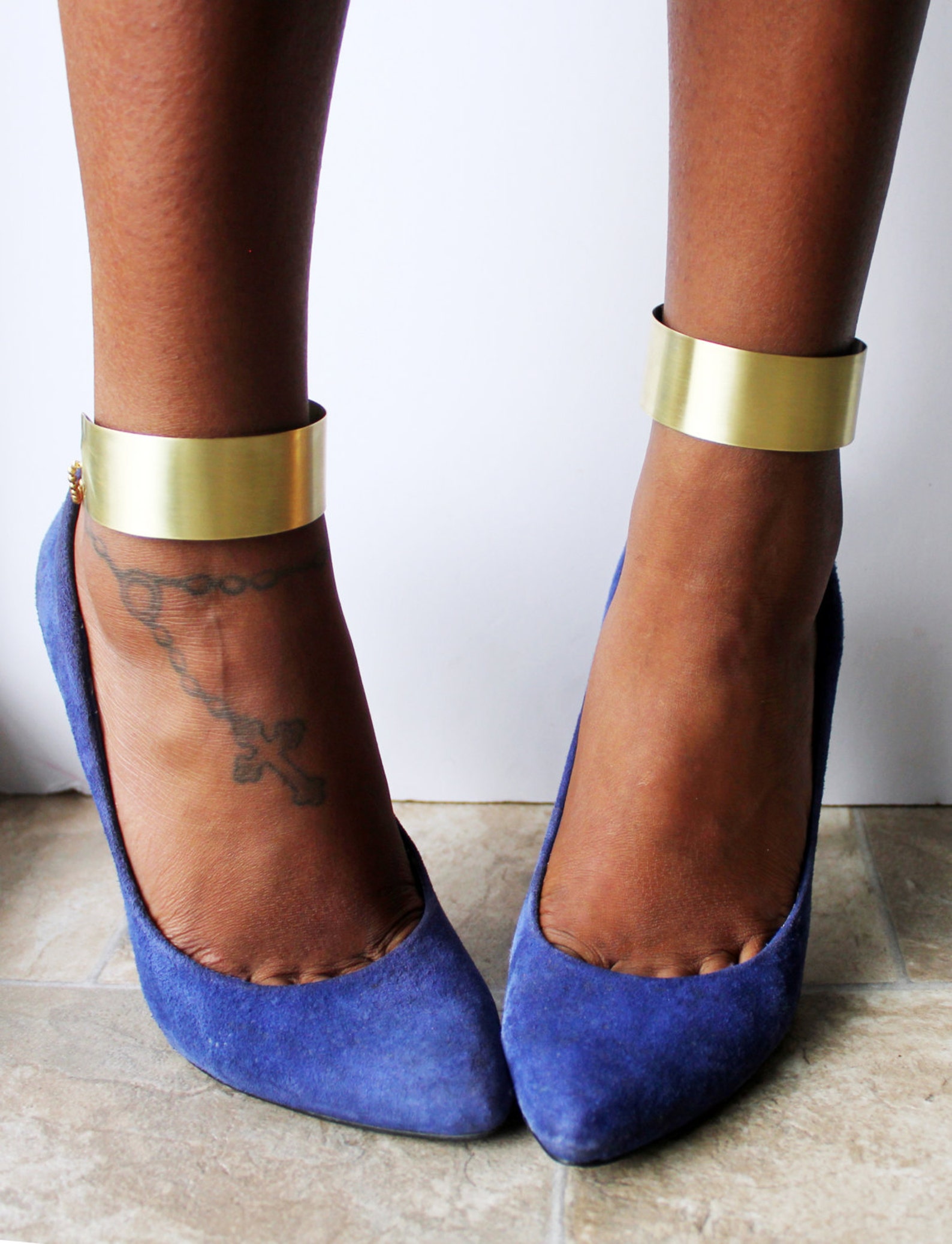 Gold Solid Band Ankle Cuffs pair - Etsy