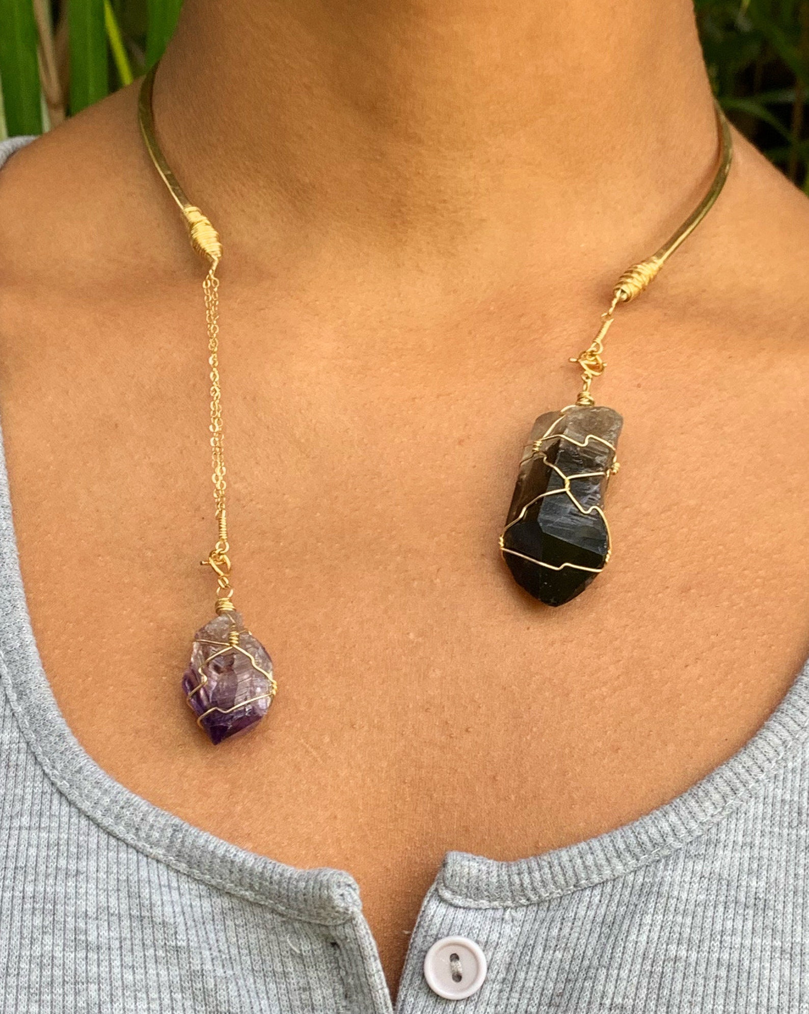 INTERCHANGEABLE Crystal Open Choker W/ Brass & 14k Gold Fill | Etsy