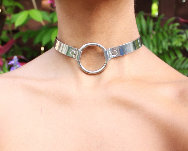 Silver O-ring 1/2 Choker Necklace - Etsy