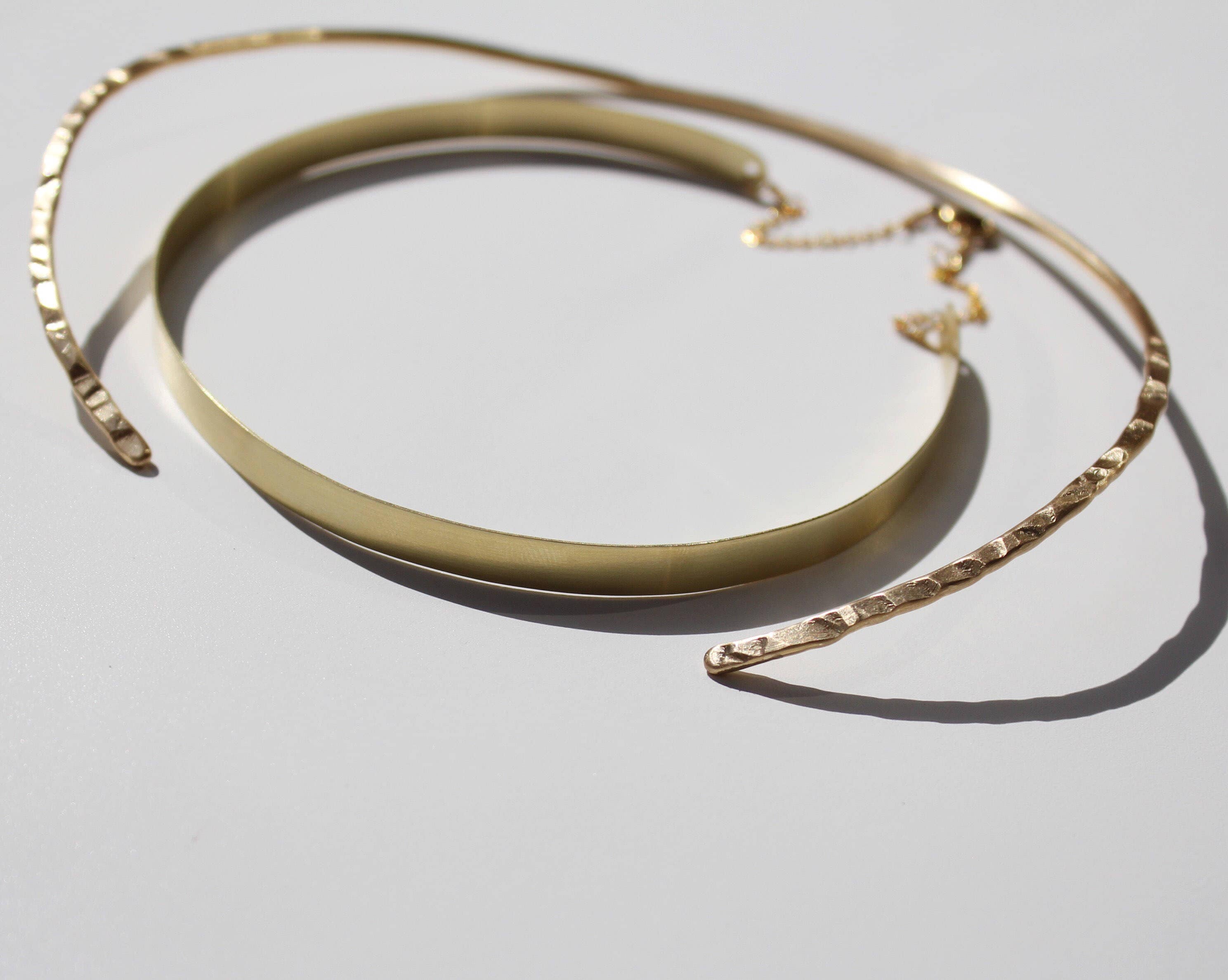 Hammered Gold Choker SET 2 chokers | Etsy