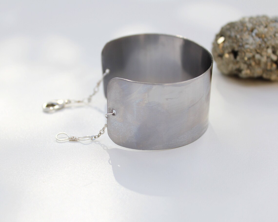 Silver Metal Wrist Cuff 1 Stainless Steel Bracelet | Etsy