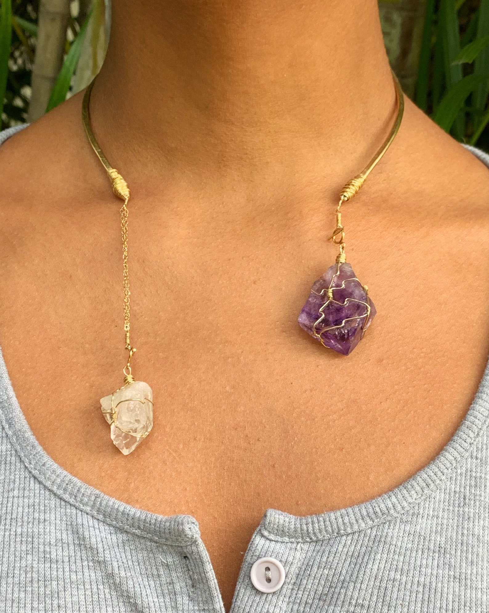 INTERCHANGEABLE Crystal Open Choker W/ Brass & 14k Gold Fill | Etsy