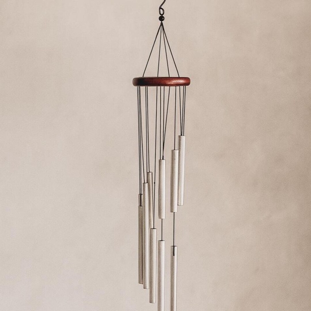 Decorative Metal Wind Chime With Wooden Stand for Indoor or Outdoor Use ...