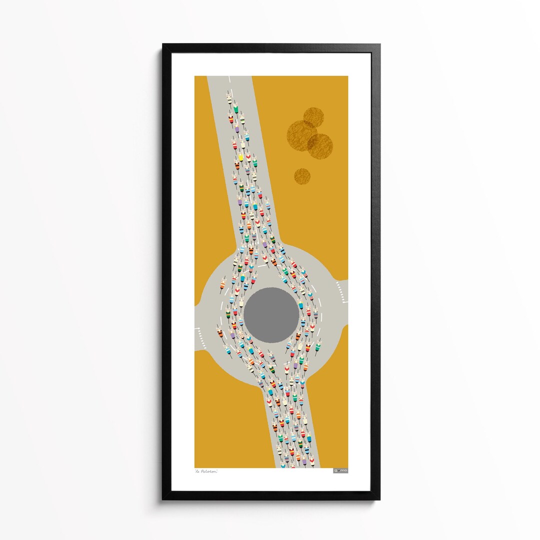 Cycling Art, Peloton Cycling Poster, Roundabout Cycle Print, Modern ...