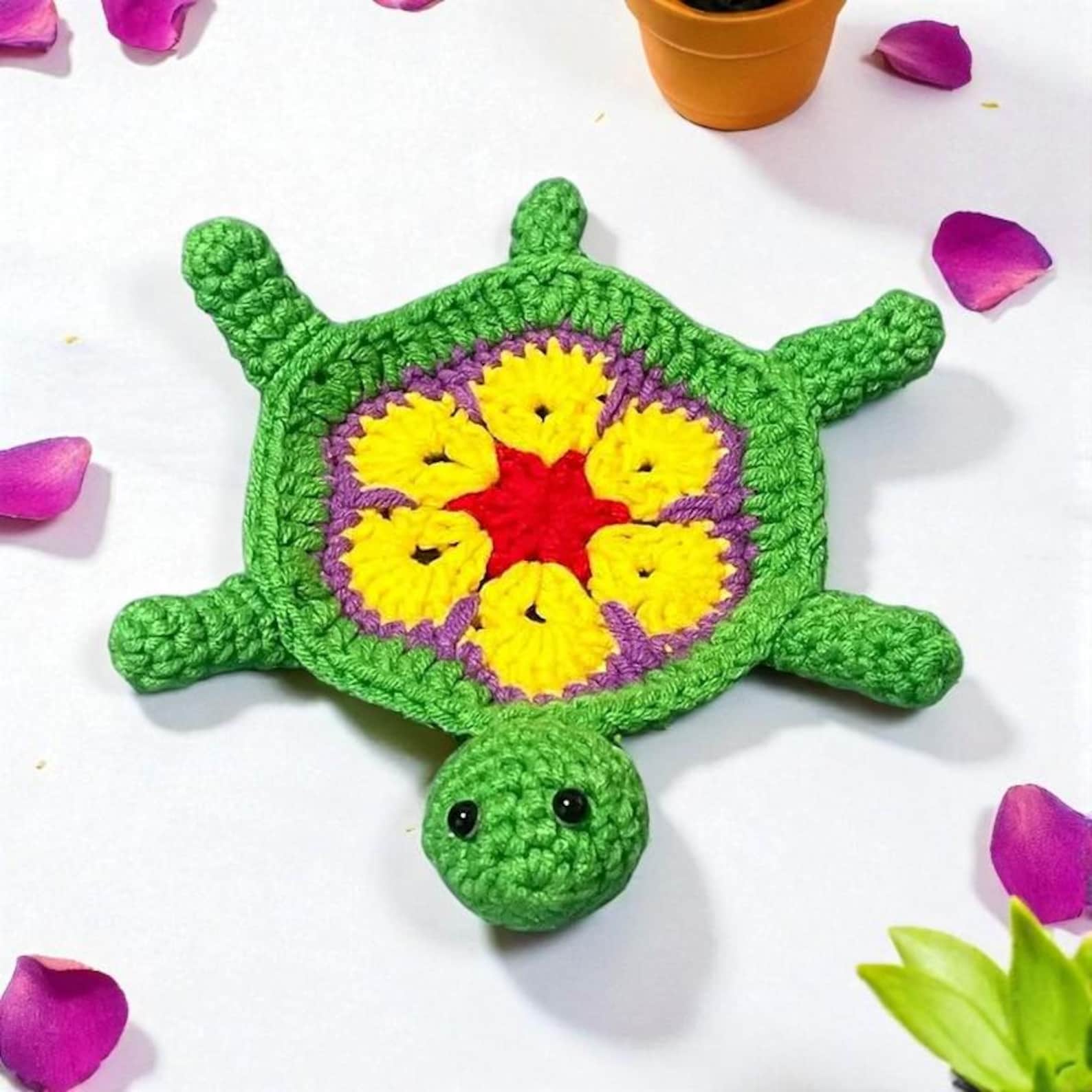 Handmade Crochet Animal Coaster – Turtle Tea Cup Insulation Pad - Etsy
