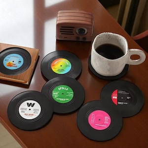 Retro Vinyl Record Coaster Set: ABS Plastic Music Decor - Etsy