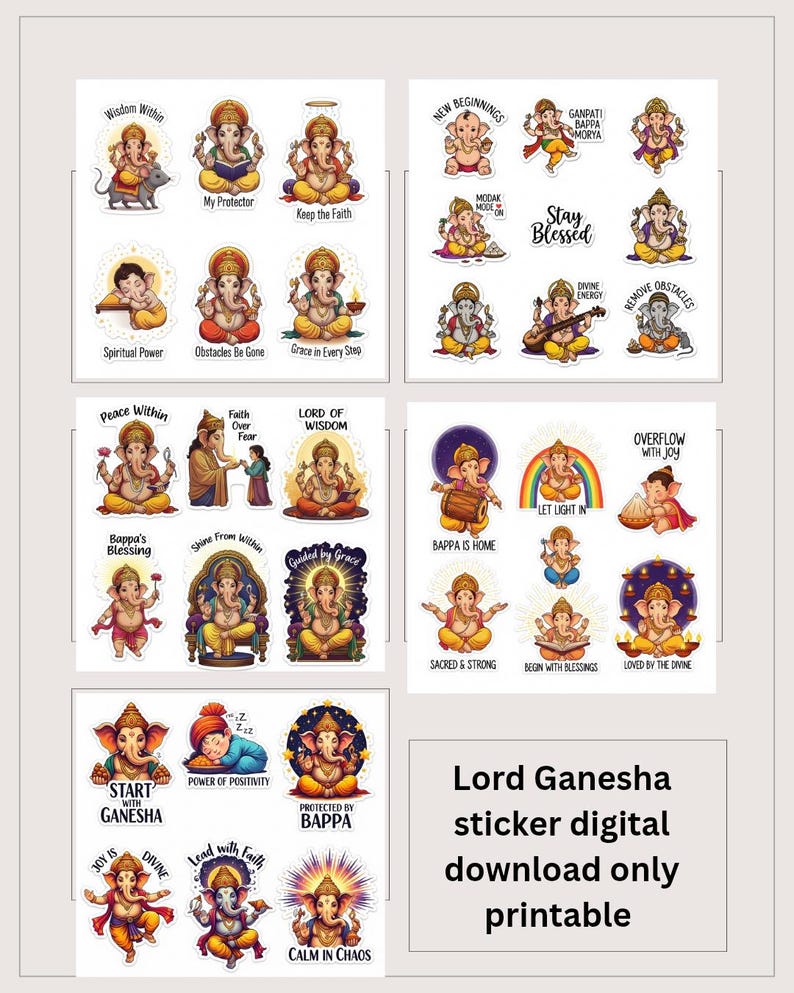 Printable Lord Ganesha Stickers | Hindu God Stickers | Spiritual ...