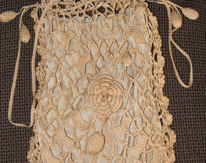 Victorian Reticule Drawstring Bag Ecru Crochet Large Ball - Etsy