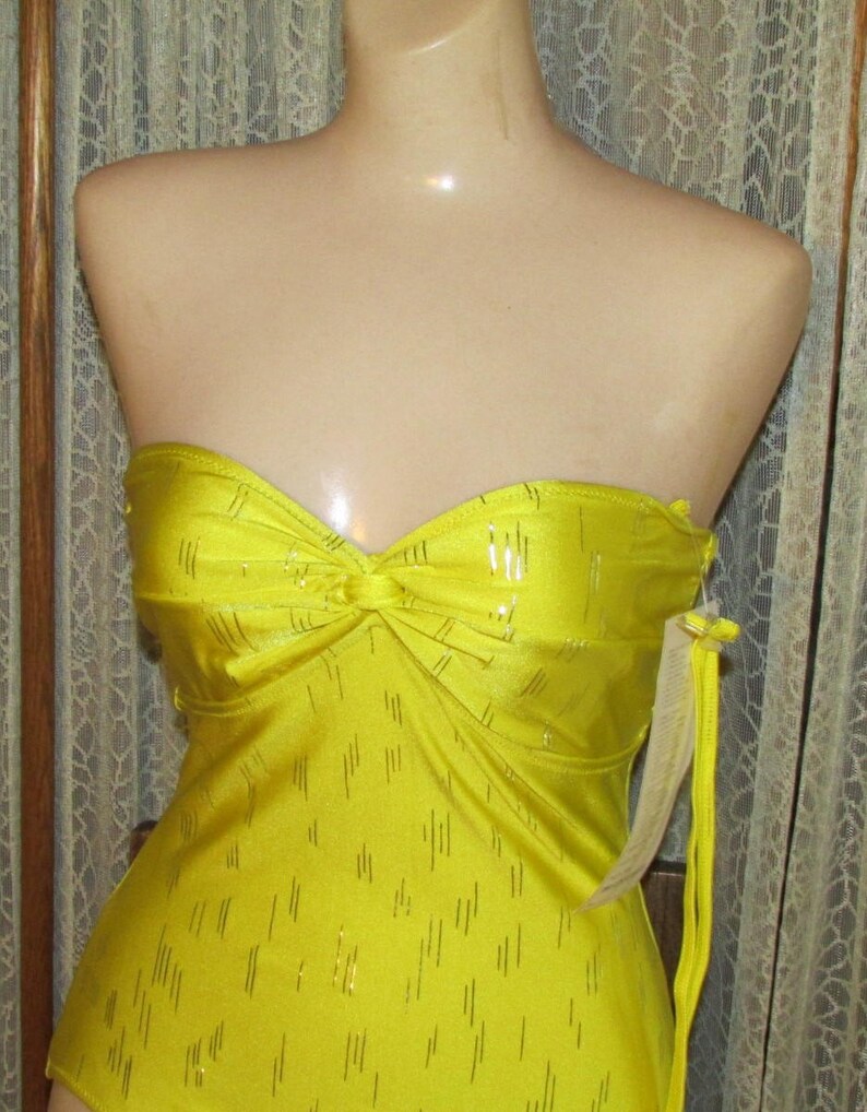 1980s Vintage Bathing Suit Neon Yellow 1 Pc Swimsuit Unworn Etsy