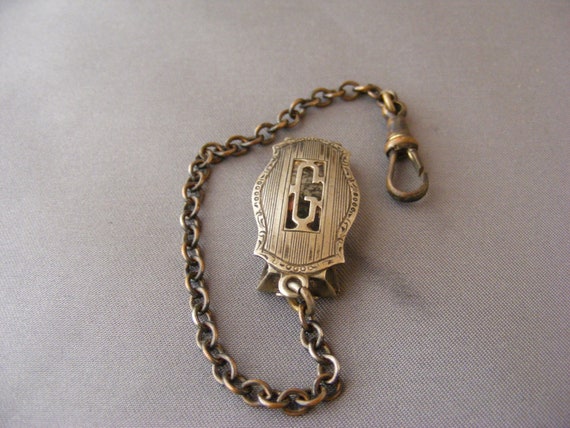 20s Mens Belt Watch Fob Silver Flapper Period "G" 1' … - Gem