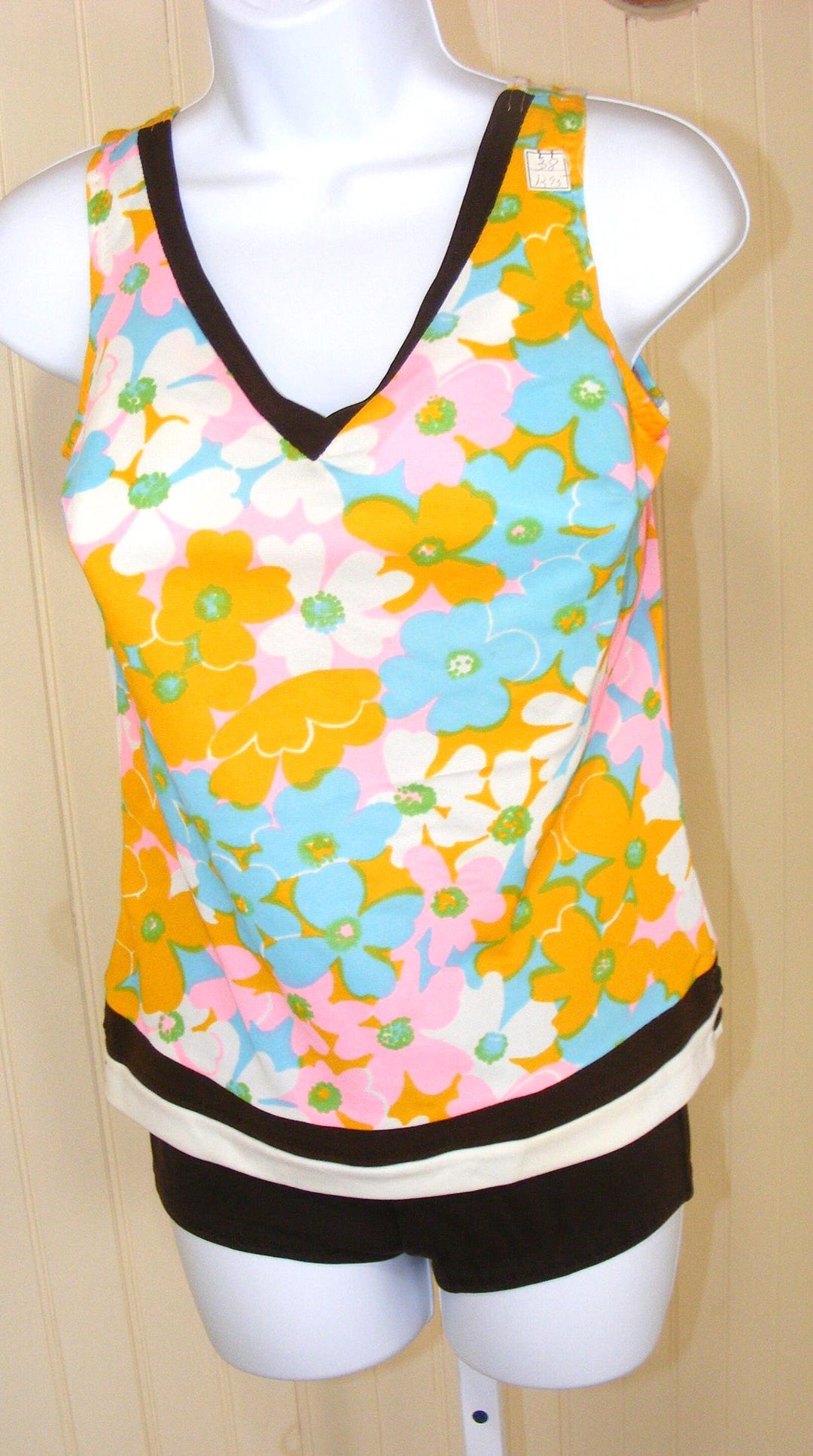 60s Swimsuit 2pc Tankini Bathing Suit Deadstock 38 Top Small Bottoms - Etsy