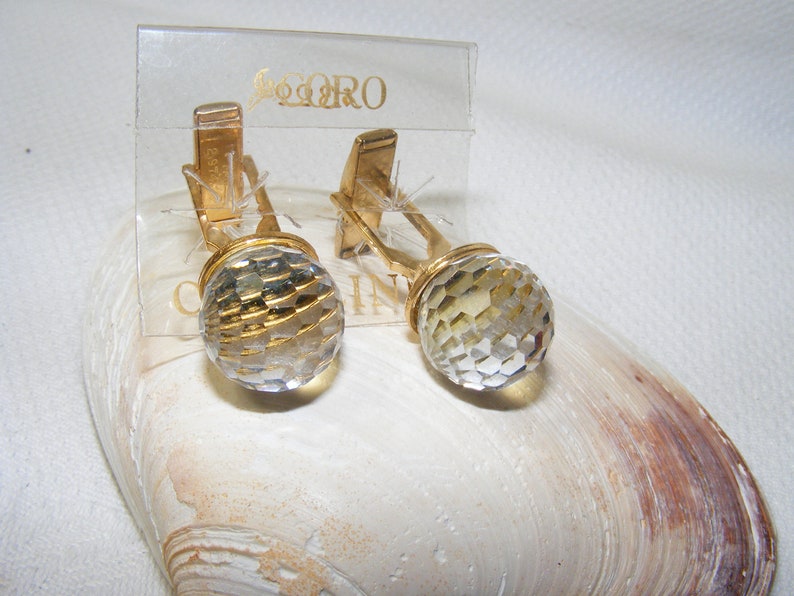 1970s Coro Cufflinks Faceted Crystal Balls Deadstock Vintage - Etsy