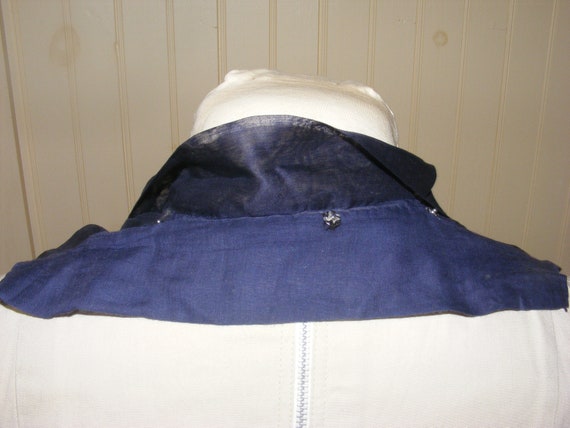 50s Dickie Sheer Navy Blue Collared Embroidered Gem