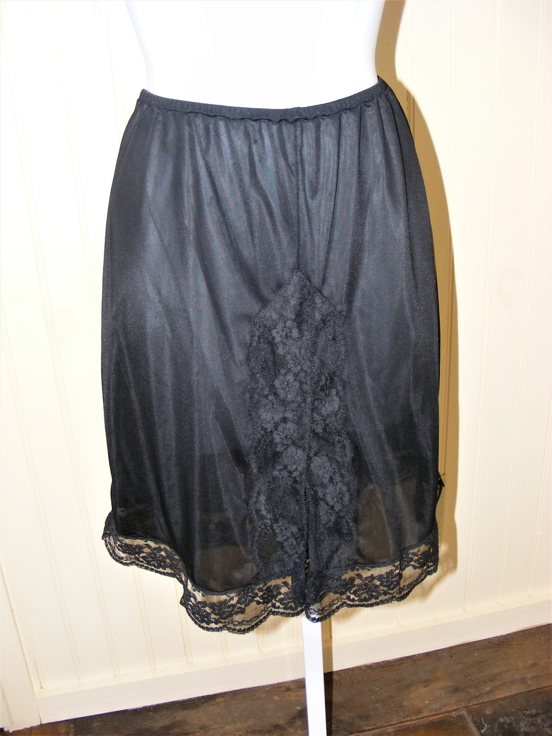70s Half Slip Pants Pantie Slip Black Nylon Lacey Split Legs M - Etsy