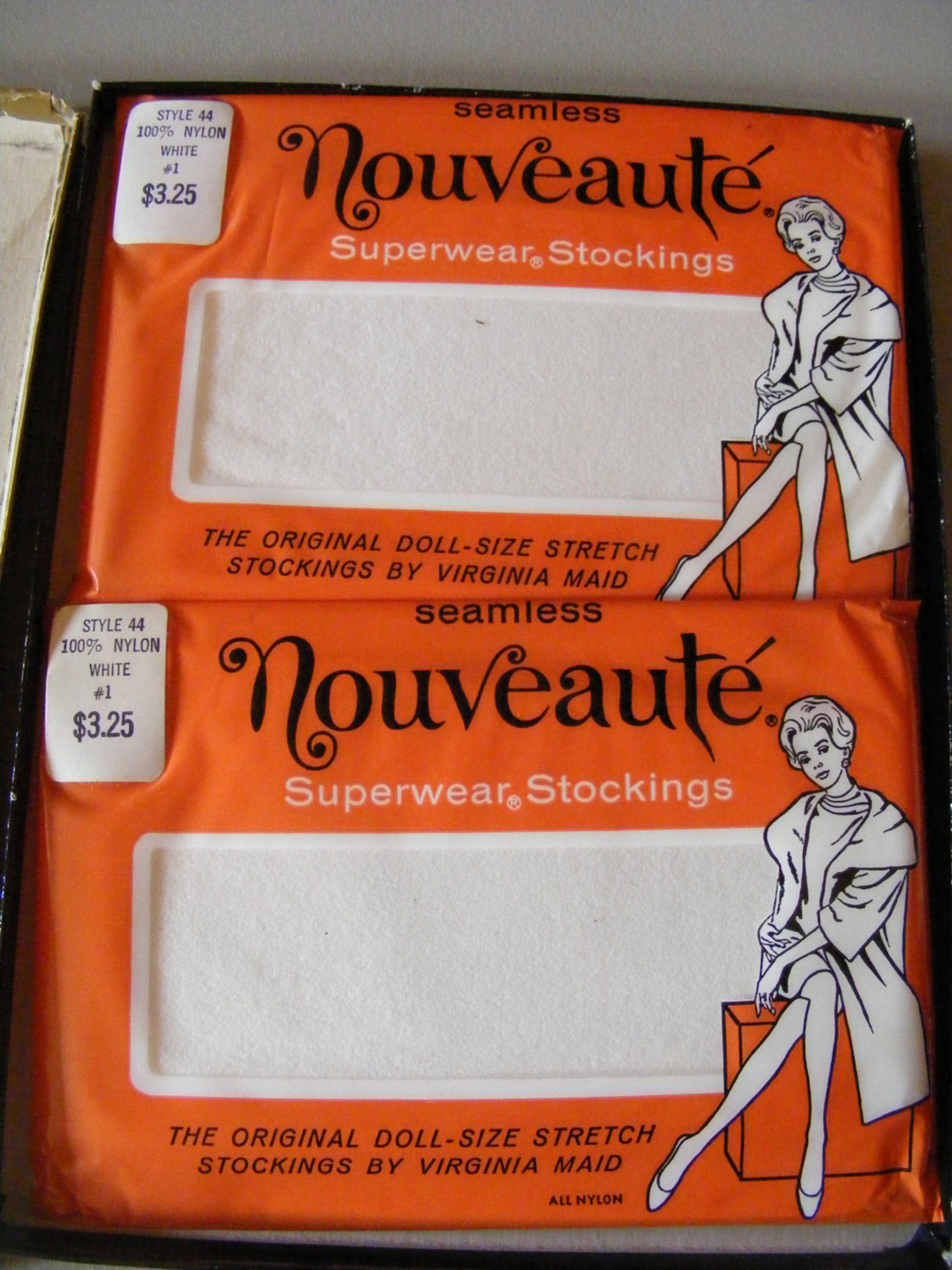 60s 2 Pair White Nylon Stockings Nouveaute Seamless Size Etsy