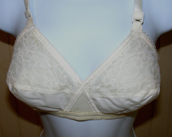 70s Bra 36B #446 Half Lace Fiberfill Cups Poly /cotton Vintage Lingerie ...