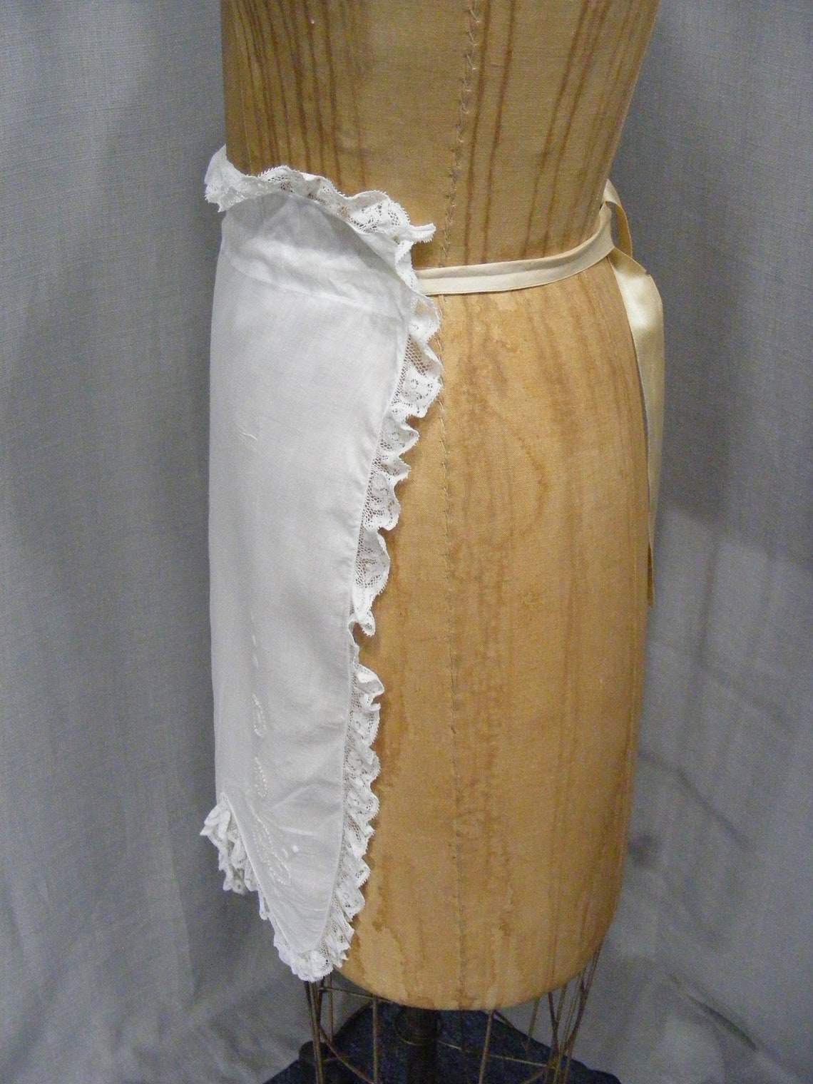 Victorian Serving Apron White Cotton Handmade Lace Trim French | Etsy